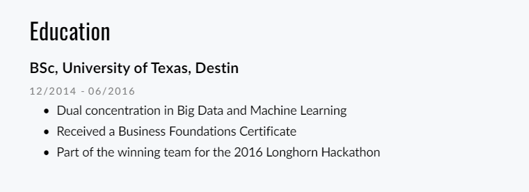 How to write educational qualification in resume with examples